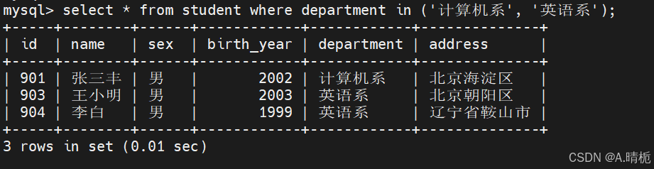 MySQL———作业实验_(1) 向student表插入一条学生记录,该条记录信息完整('2005010101','胡一兵',-CSDN博客