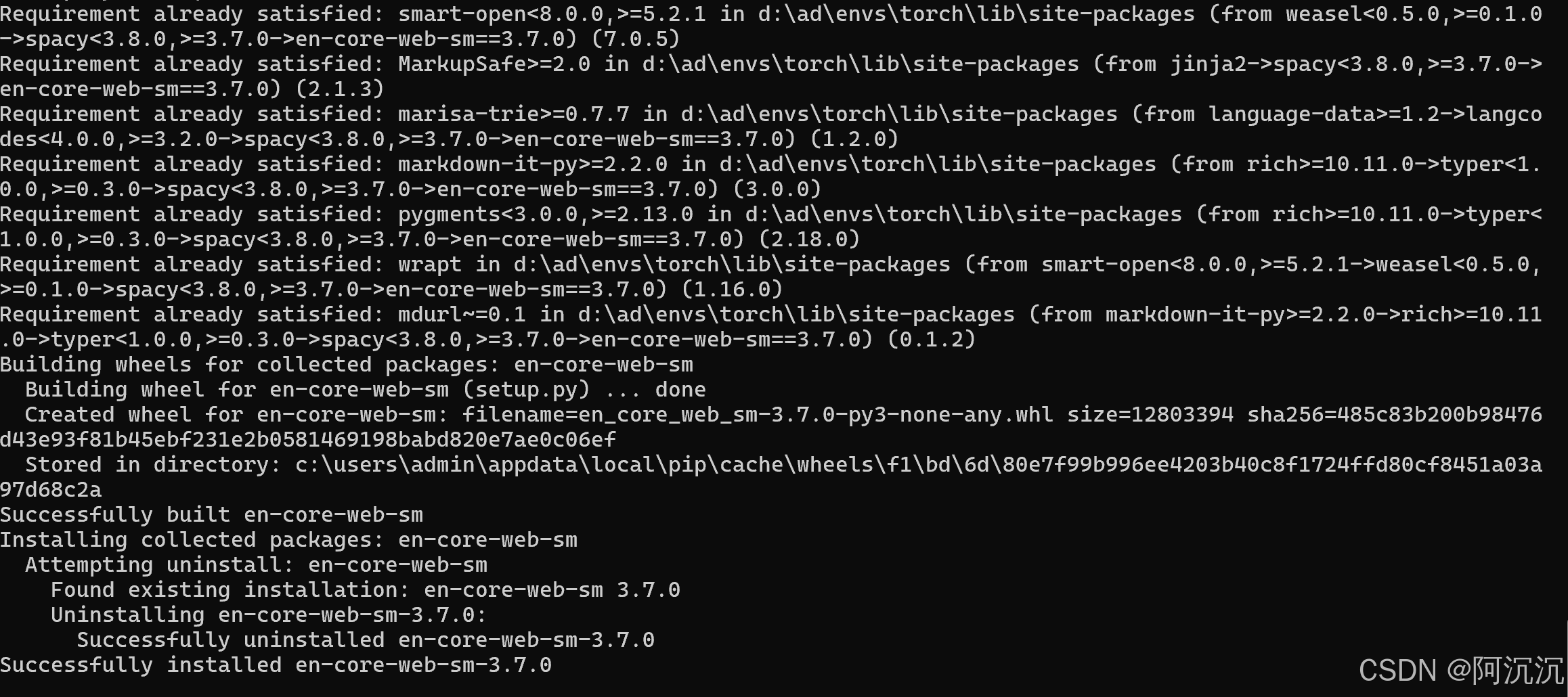 Conda下载安装 spacy 和下载en_core_web_sm模型_conda 安装spacy-CSDN博客