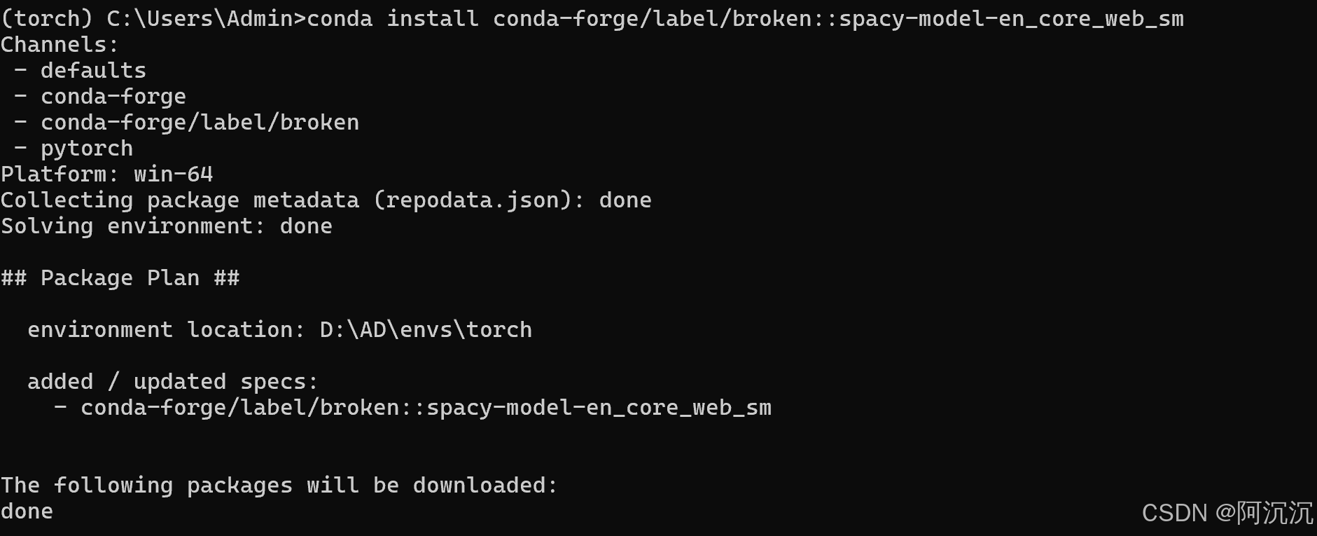 Conda下载安装 spacy 和下载en_core_web_sm模型_conda 安装spacy-CSDN博客