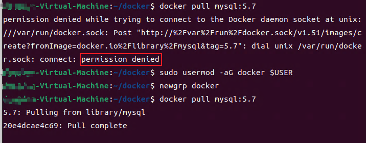 解决 Docker 权限问题：从 “permission denied” 到成功拉取镜像的完整指南_docker mysql permission denied-CSDN博客