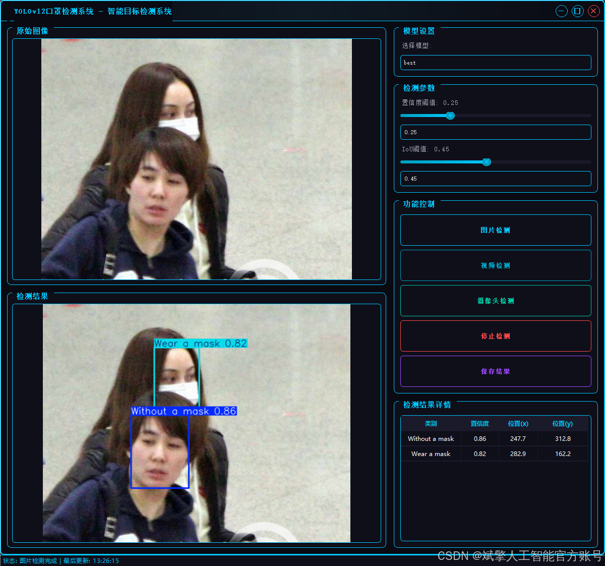 基于深度学习YOLOv12的口罩识别检测系统（YOLOv12+YOLO数据集+UI界面+登录注册界面+Python项目源码+模型）-CSDN博客