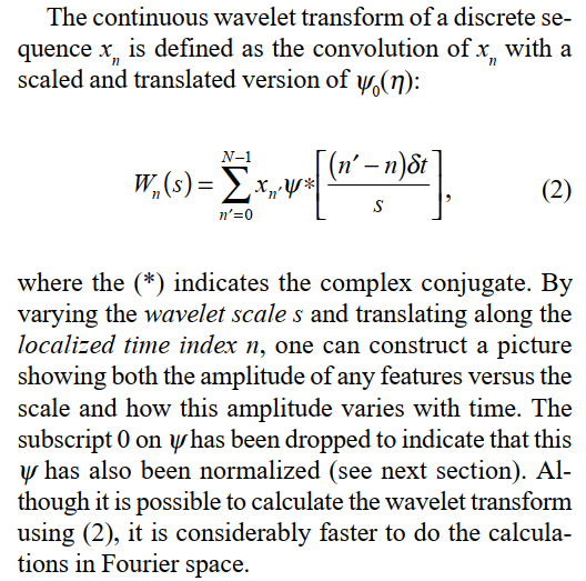 连续小波变换【A Practical Guide to Wavelet Analysis， Christopher Torrence and Gilbert P. Compo】学习笔记（长期 ...