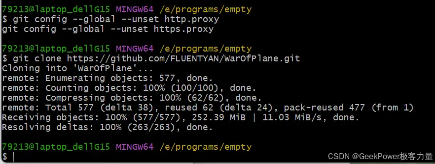 git命令行下载github项目，解决HTTP/2 stream 1 was not closed cleanly以及Failed to connect to github.com port ...