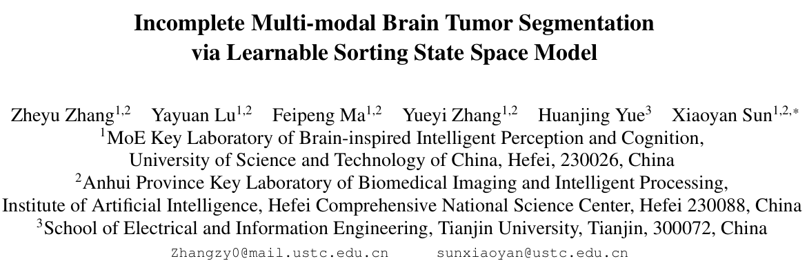 CVPR 2025 | Incomplete Multi-modal Brain Tumor Segmentation via Learnable Sorting State Space ...