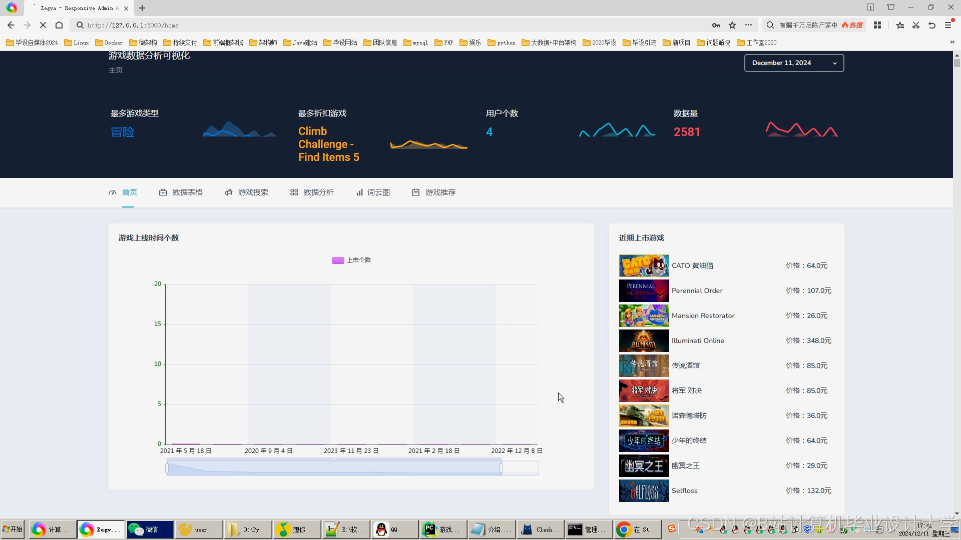 计算机毕业设计pythonvuejs游戏推荐系统 Steam游戏推荐系统 Django Flask 游戏可视化 游戏数据分析 游戏大数据 爬虫lw文档ppt代码讲解 Csdn博客