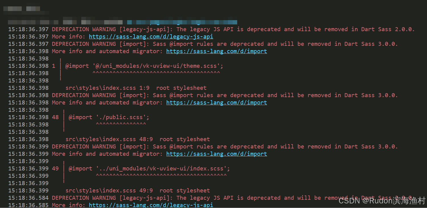 解决vue项目报错：[legacy-js-api]: The legacy JS API is deprecated and will be removed in Dart Sass 2.0. ...