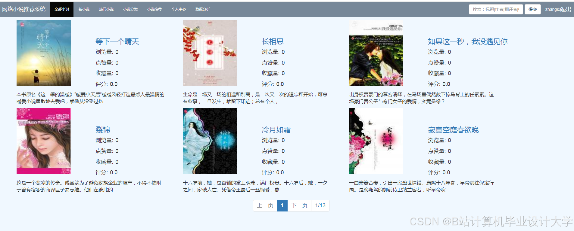 计算机毕业设计pythonpytorch小说推荐系统 K Means聚类推荐算法 深度学习 Kears 小说数据分析 可视化 Scrapy爬虫 协同过滤 Csdn博客