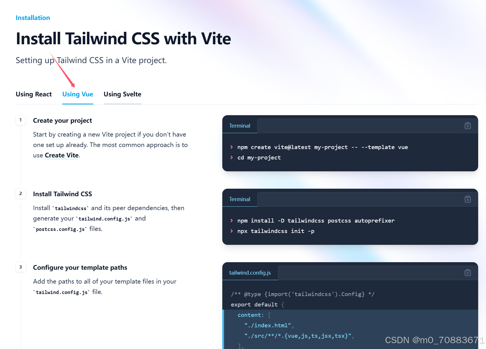 Vue3vue2整合tailwindcss详细教程vue安装tailwindcss Csdn博客 6774