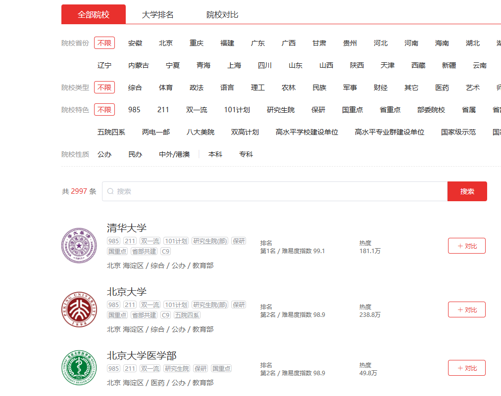 【python大作业爬虫实战】——基于python的优志愿大学数据爬虫采集可视化附完整代码优志愿数据抓取 Csdn博客