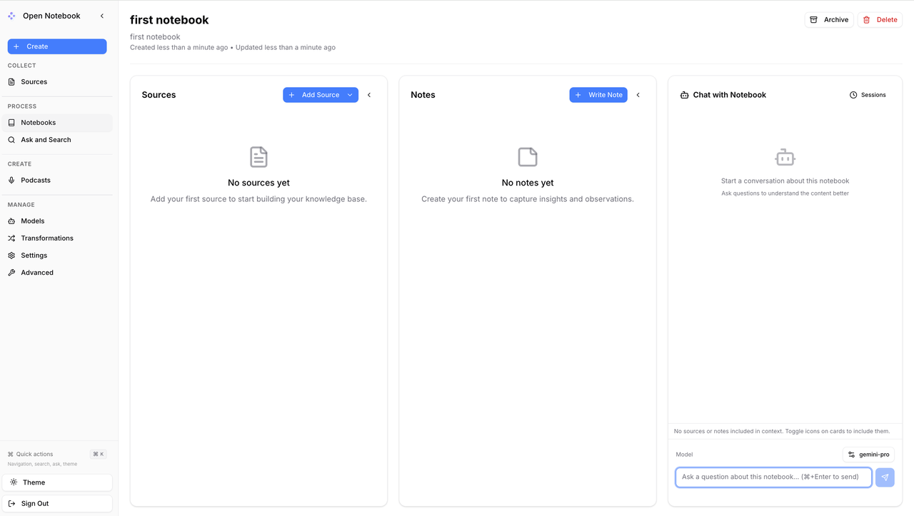 NotebookLM 的开源替代品：Open Notebook ，调用Gemini api 操作文档_notebooklm 开源替代-CSDN博客