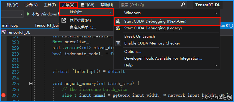 深度学习TensorRT、CUDA推理打断点调试_cuda 断点调试-CSDN博客