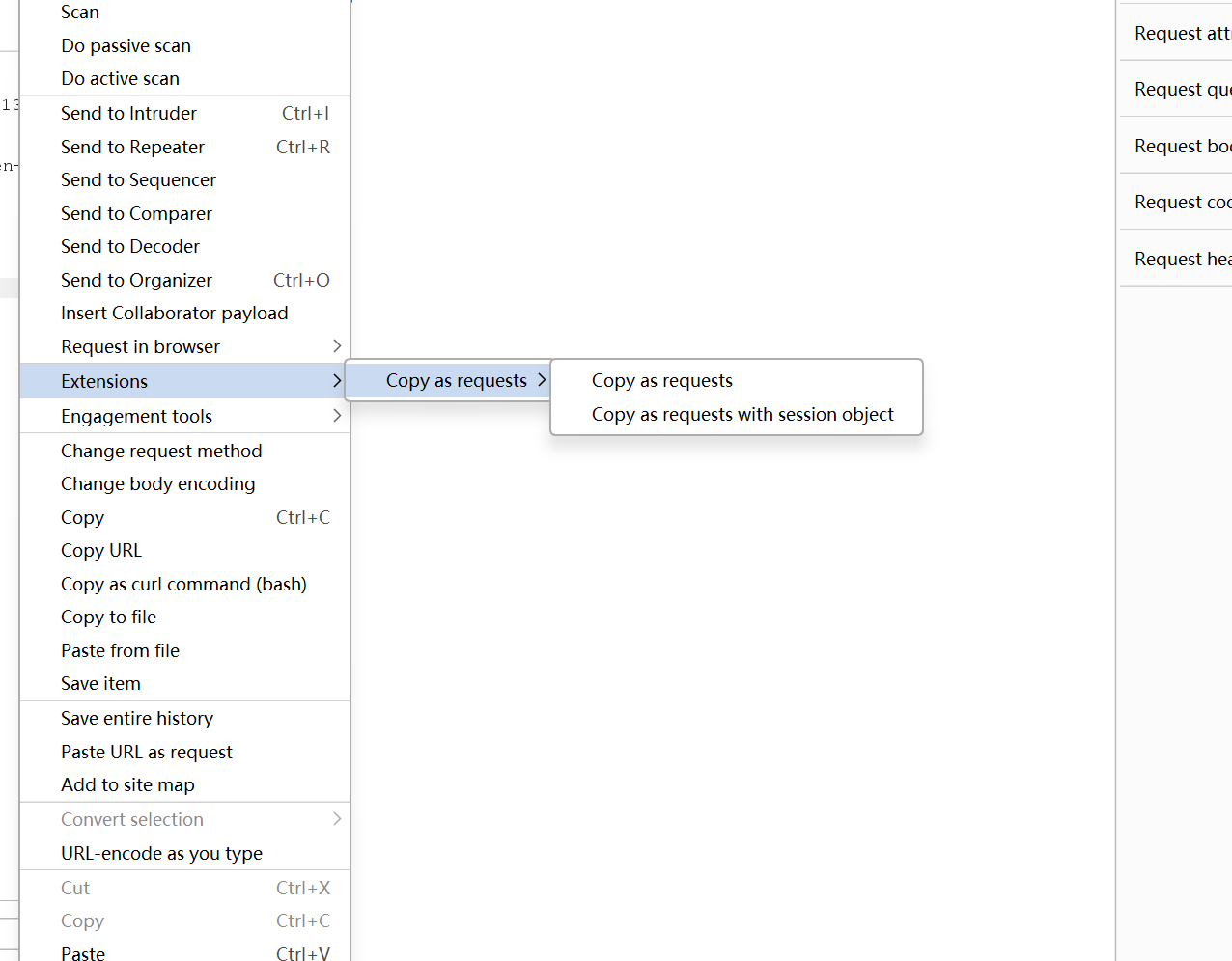 探索 Burp Suite 的 “Copy as requests” 插件：自动化测试新利器（一个可以右击就可以把bp代码转到编辑的pytharm的利器）_burp转成python请求的插件 ...