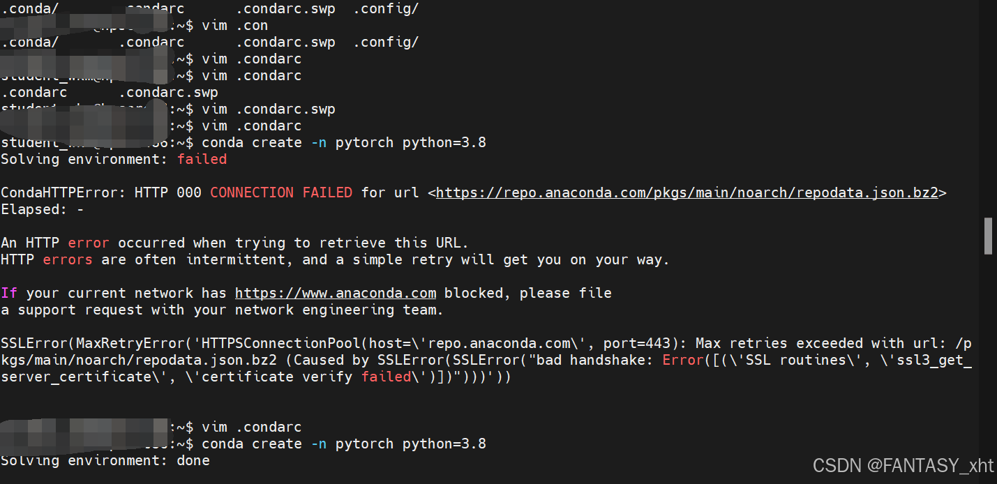 服务器上 LInux & Anaconda 安装环境出现Conda HTTPError :HTTP 000 CONNECTION FAILED for... & SSLError_linux ...