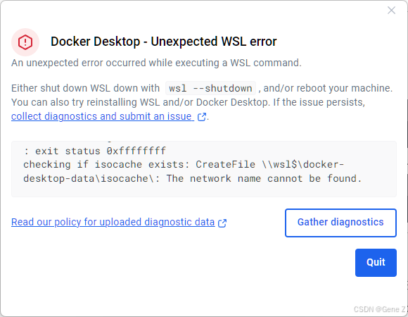 Window启动Docker Desktop时出现Docker Desktop - Unexpected WSL error-CSDN博客