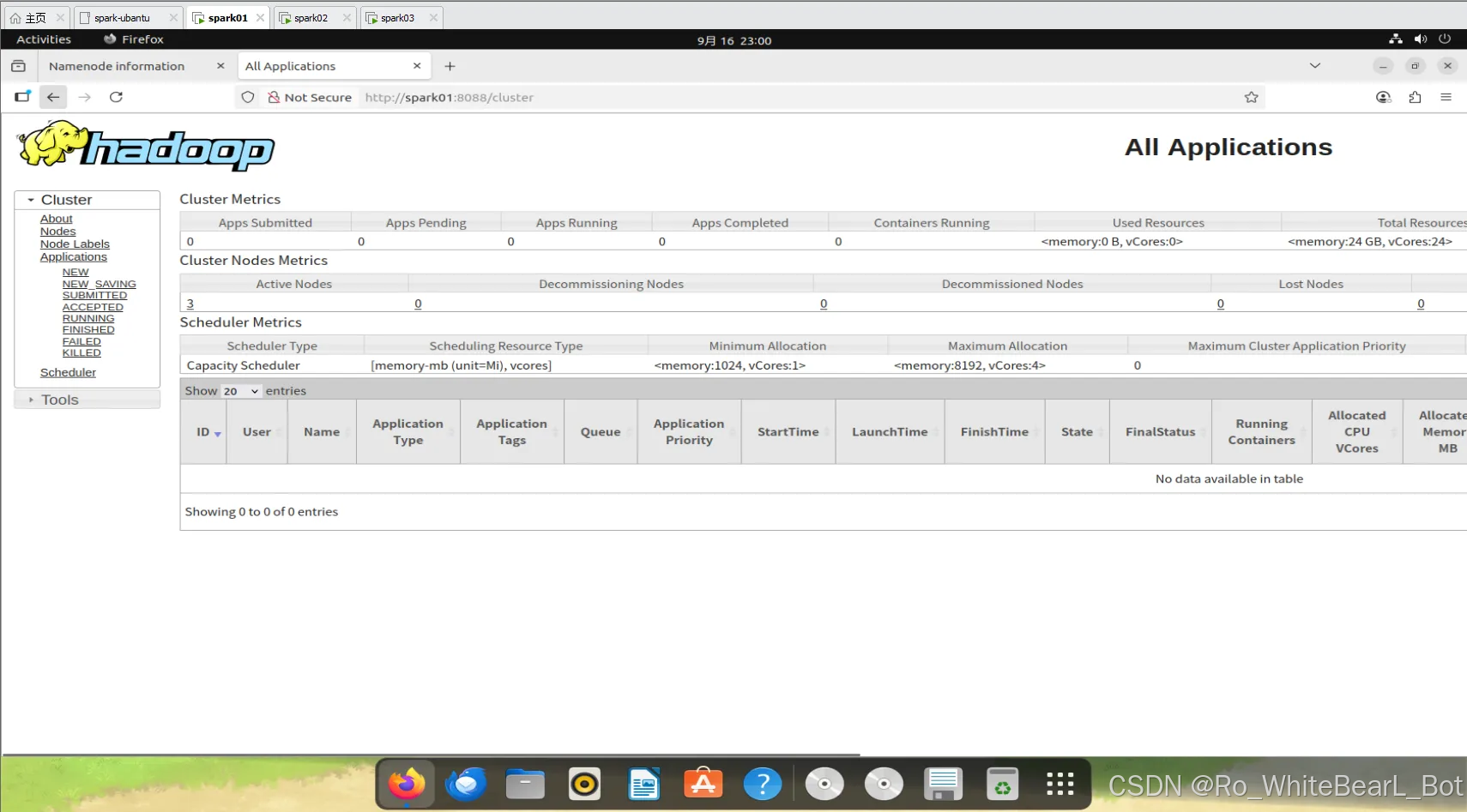 大数据集群配置【Hadoop+Spark】（非伪分布）_vmware ubuntu22.04.4 hadoop spark 单机-CSDN博客