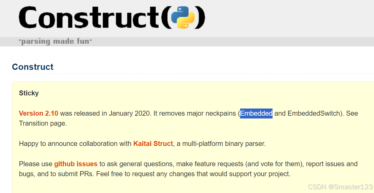 ImportError: cannot import name ‘Embedded‘ from ‘construct‘_importerror: cannot import name ...