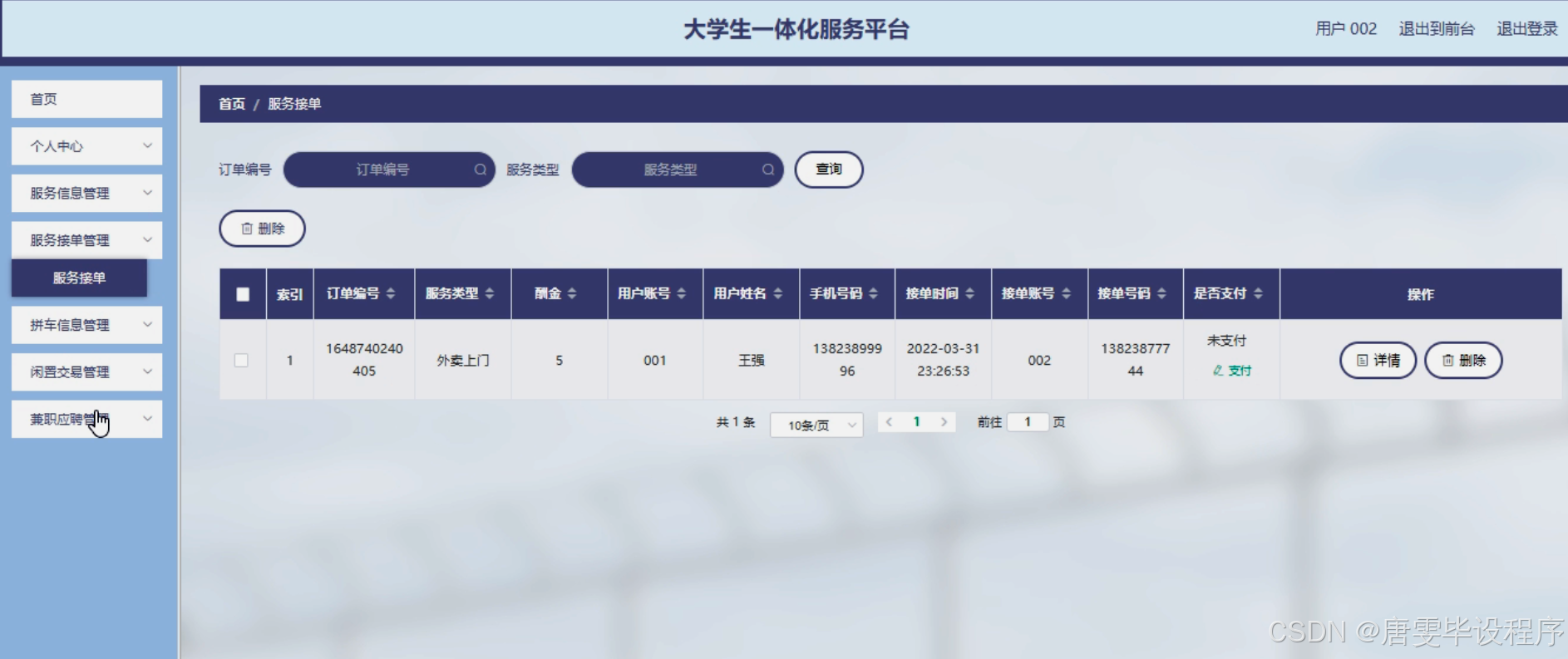 Springboot毕设 大学生一体化服务平台 程序论文 Csdn博客