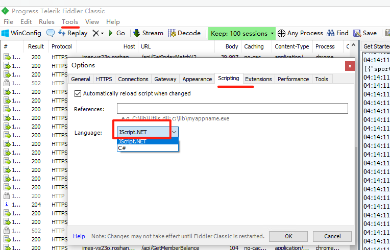 Type ‘Fiddler.WebFormats.JSON.JsonDecode’ could not be found：Fiddler Classic5.x不支持Fiddler ...