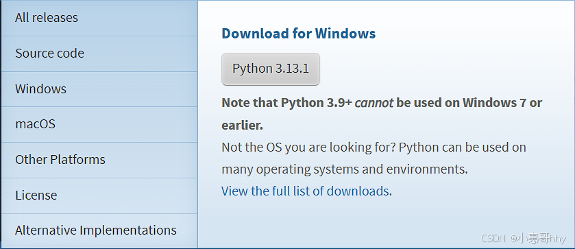 手把手教你安装python_note that python 3.9+ cannot be used on windows 7 -CSDN博客