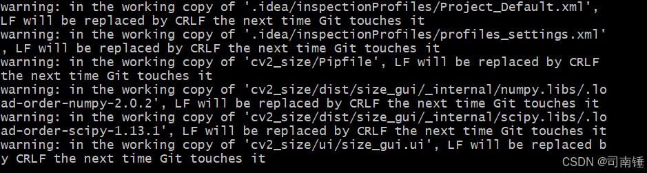 git add .报错：warning: in the working copy of ‘.idea/inspectionProfiles/Project_Default.xml‘, LF ...