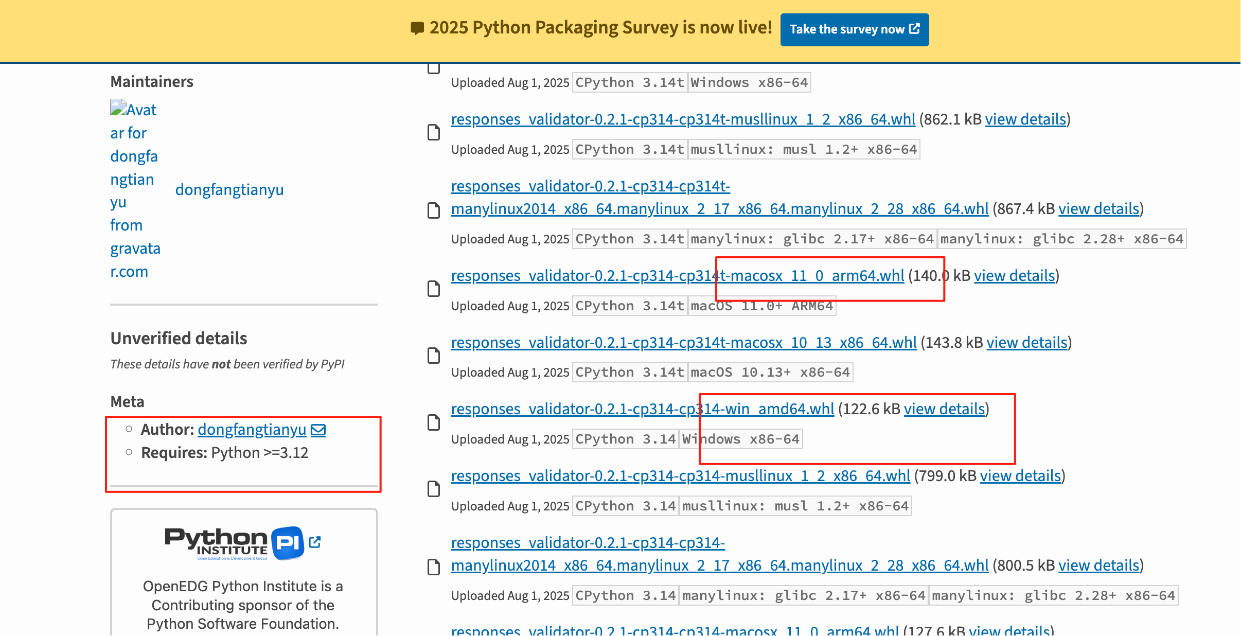 【安装pip3 install responses_validator报错：ERROR: Could not find a version that satisfies the ...