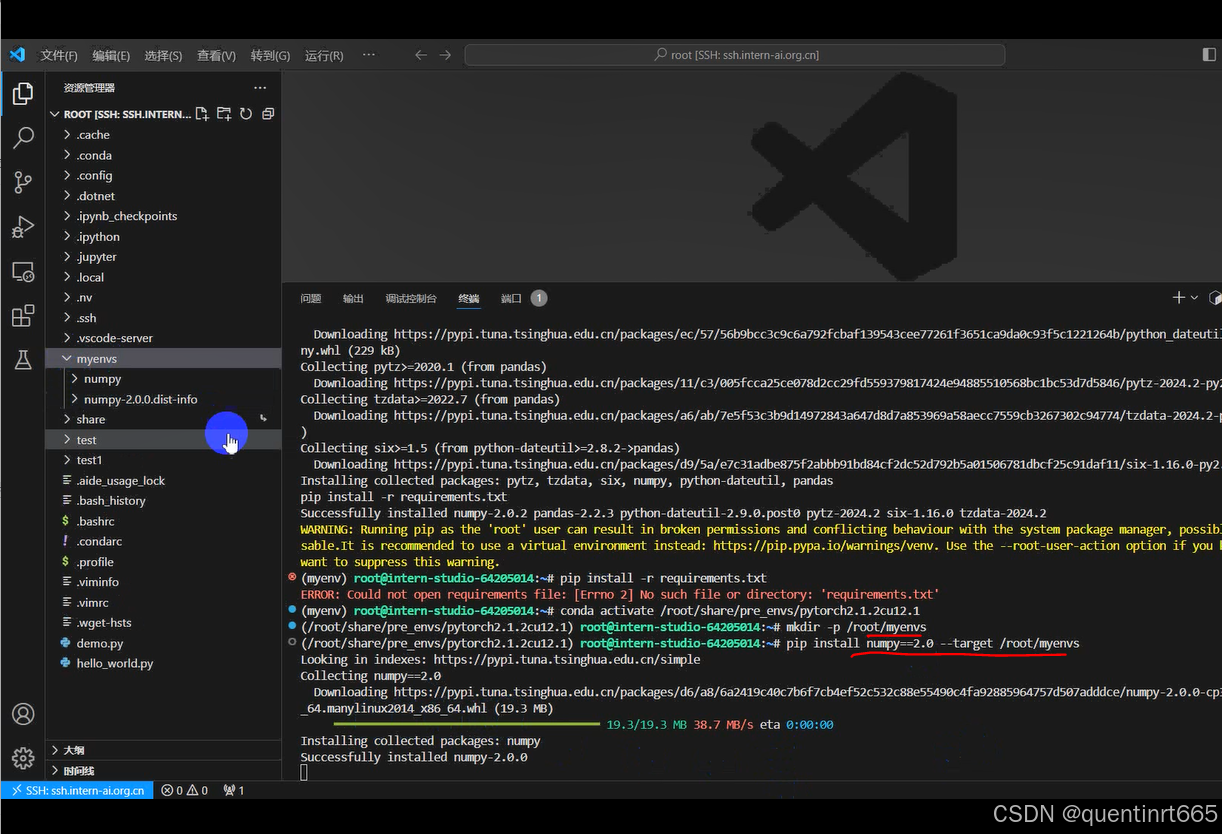 pip安装到指定目录& Vscode连接InternStudio debug笔记_pip下载到指定位置-CSDN博客