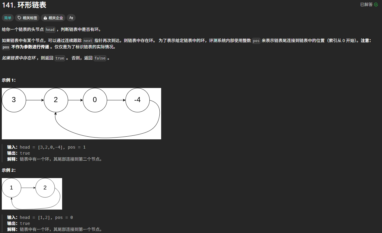 leetcode 141 ：判断链表是否有环-CSDN博客