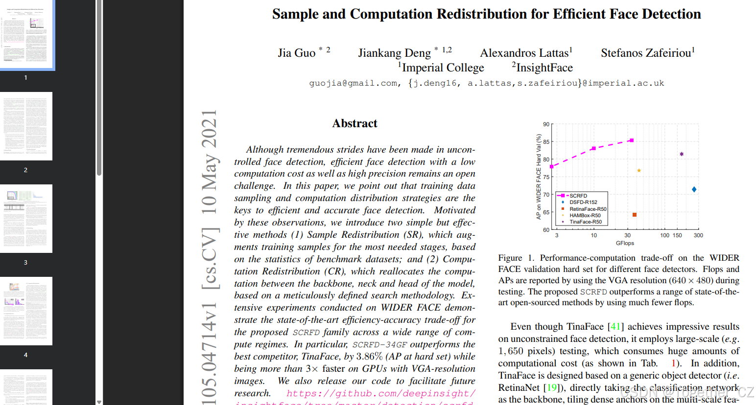 SCRFD：Sample and Computation Redistribution for Efficient Face Detection——样本和计算重分配实现高效人脸检测_scrfd ...