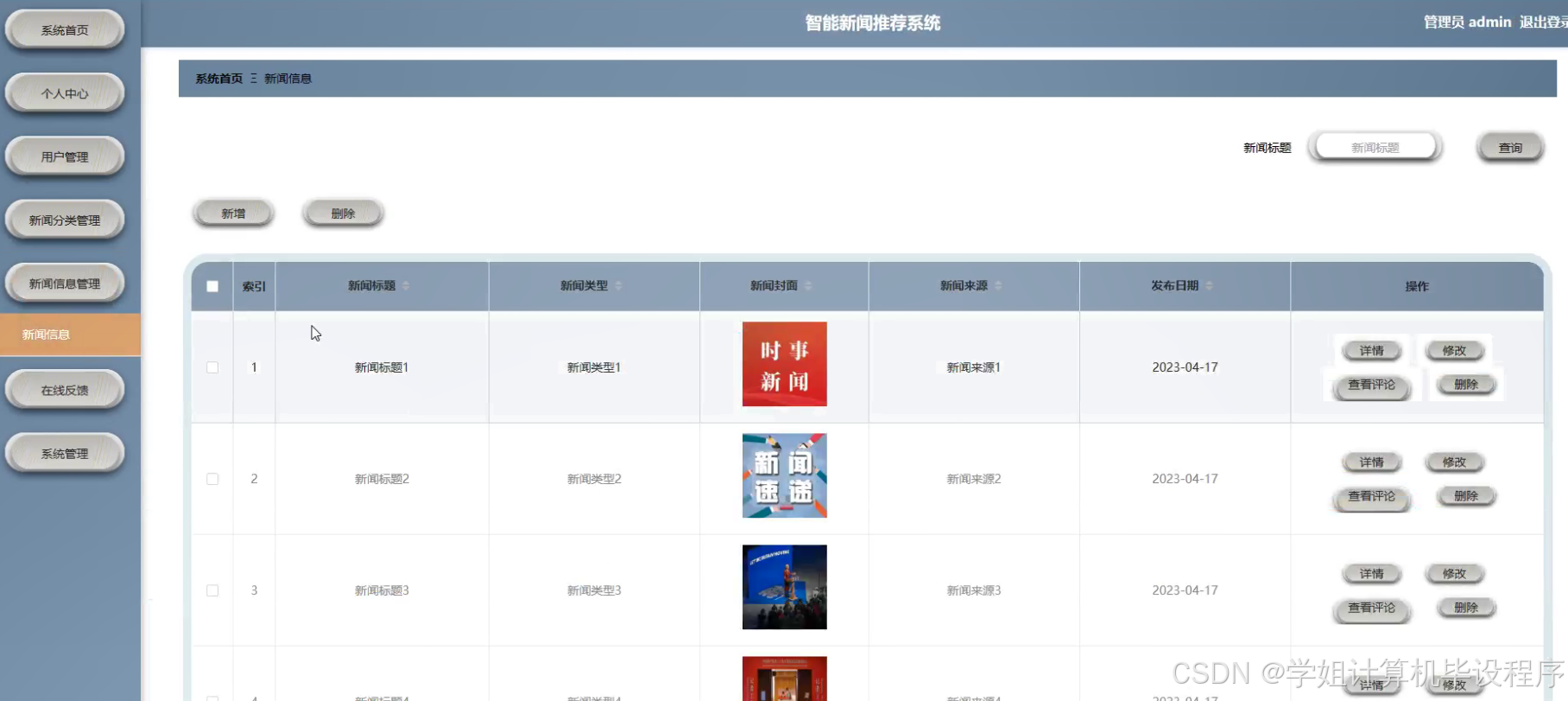 【开题报告】基于springbootvue智能新闻推荐系统（程序源码论文 计算机毕业设计基于springboot和vue的新闻事件