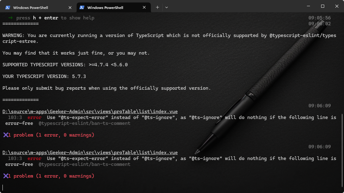 Geeker-Admin项目报错： error Use “@ts-expect-error“ instead of “@ts-ignore“, as “@ts-ignore“ will do ...