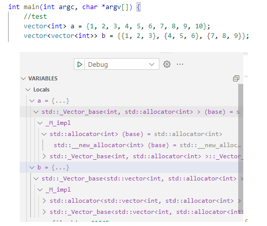 vscode中让 C++一维、二维向量直接在调试窗口观察元素_vscode gdb 查看vector元素-CSDN博客