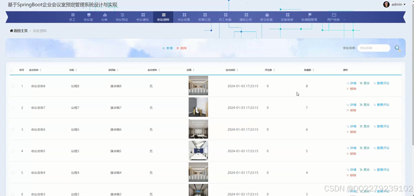 092基于java Ssm Springboot企业会议室预定管理系统会议投票记录设备维修（源码文档运行视频讲解视频） Csdn博客