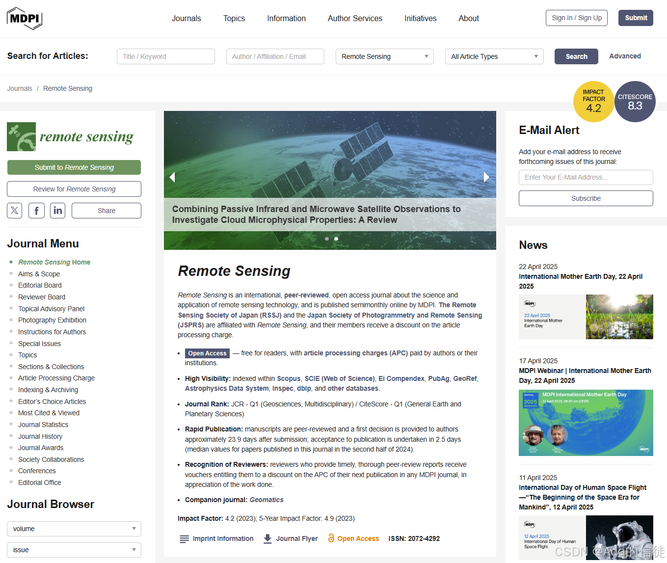 MDPI旗下Remote Sensing期刊投稿流程_remote sensing mdpi-CSDN博客