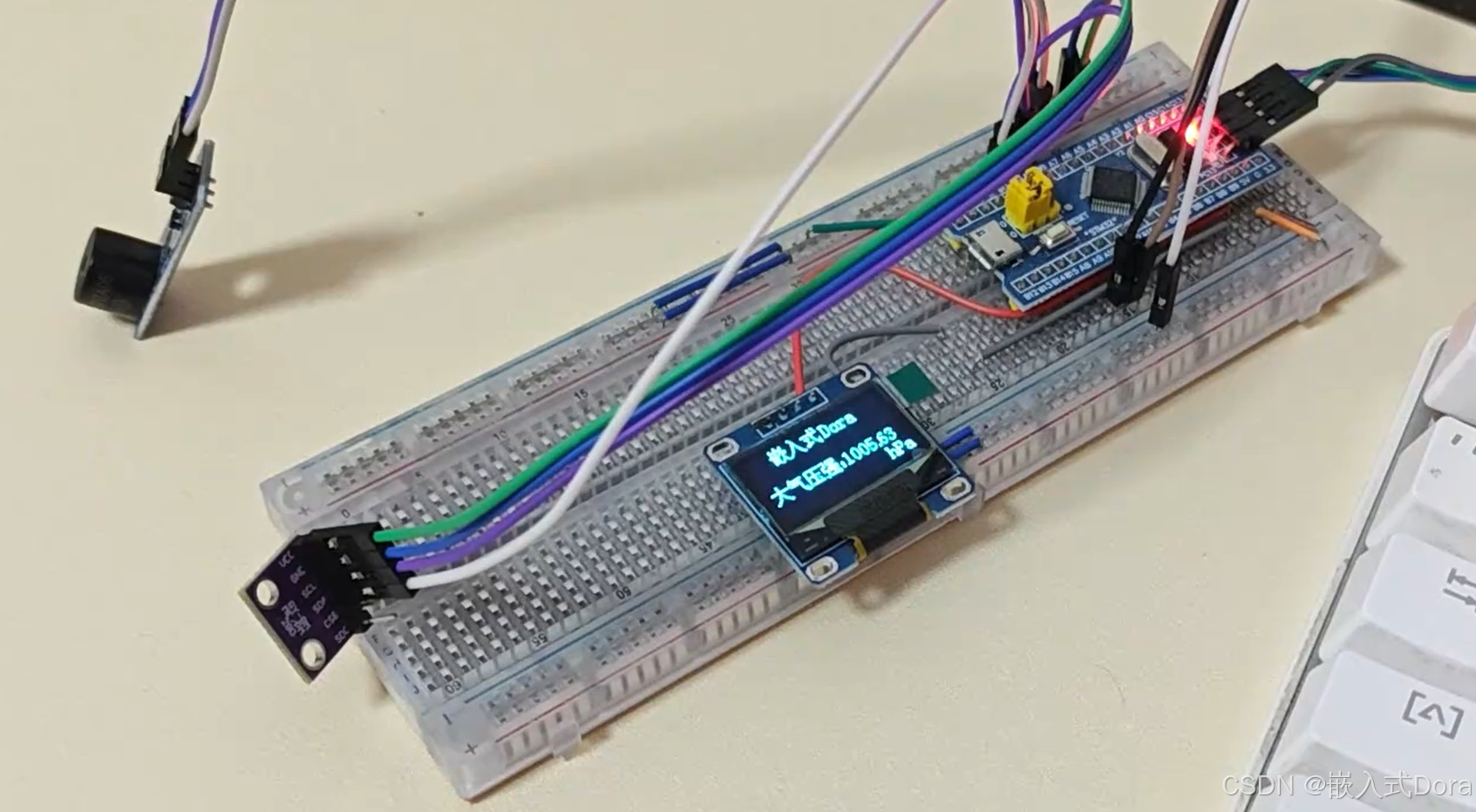 STM32单片机+BMP280大气压强传感器+OLED屏幕+蜂鸣器报警+大气压强数据发送到串口调试助手+源代码_bmp280 bme280转感 ...