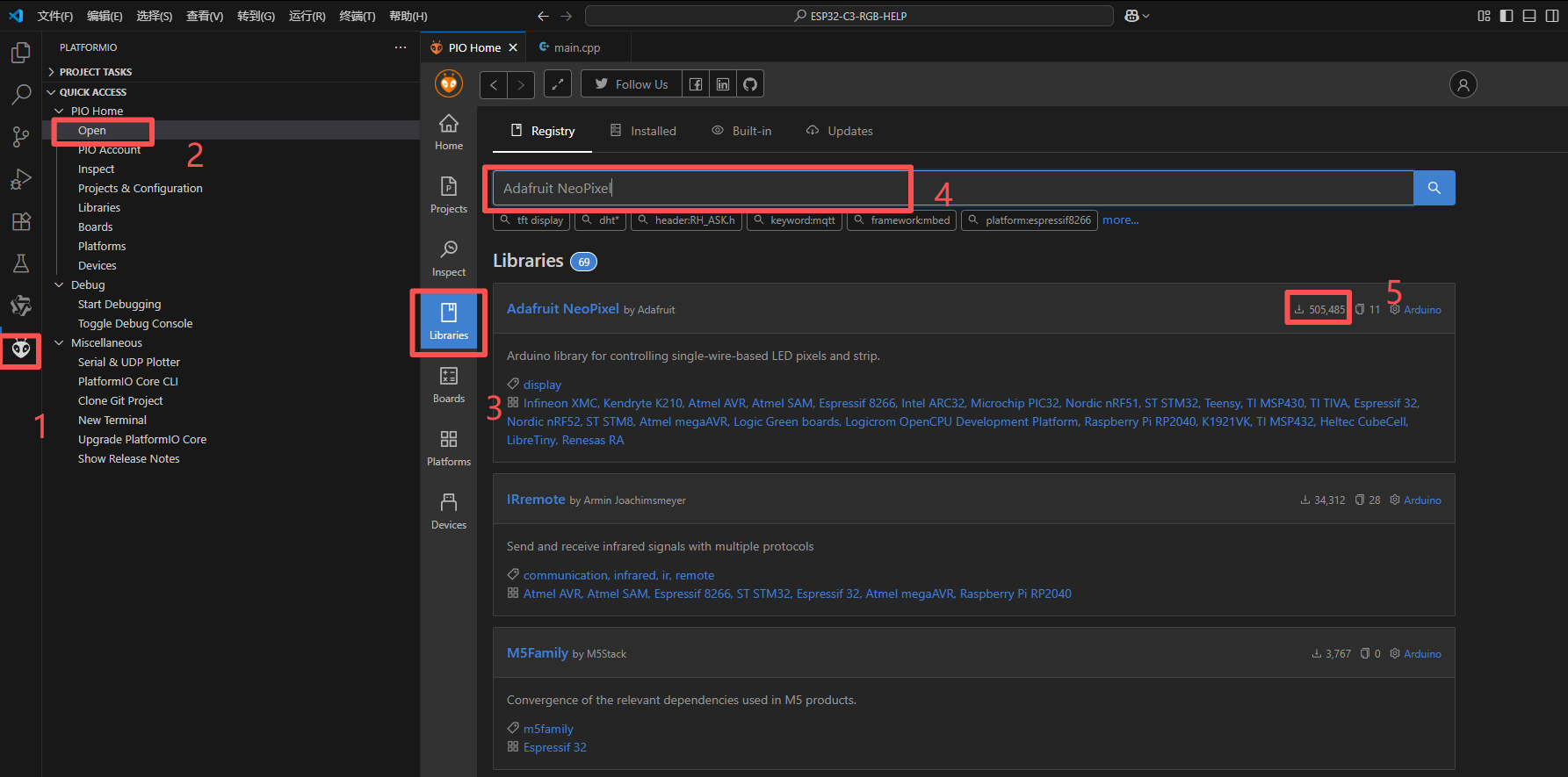 使用VS Code开发ESP32-C3控制WS2812 RGB灯带_用vscode编辑esp32-CSDN博客