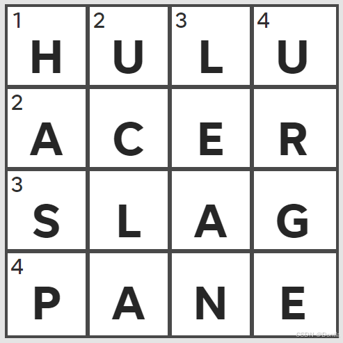 【英语游戏】纵横字谜crossword puzzle（四阶）（20240805）（hulu acer slag pane hasp ucla ...