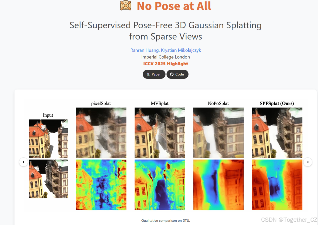 SPFSplat：No Pose at All: Self-Supervised Pose-Free 3D Gaussian Splatting from Sparse Views-CSDN博客