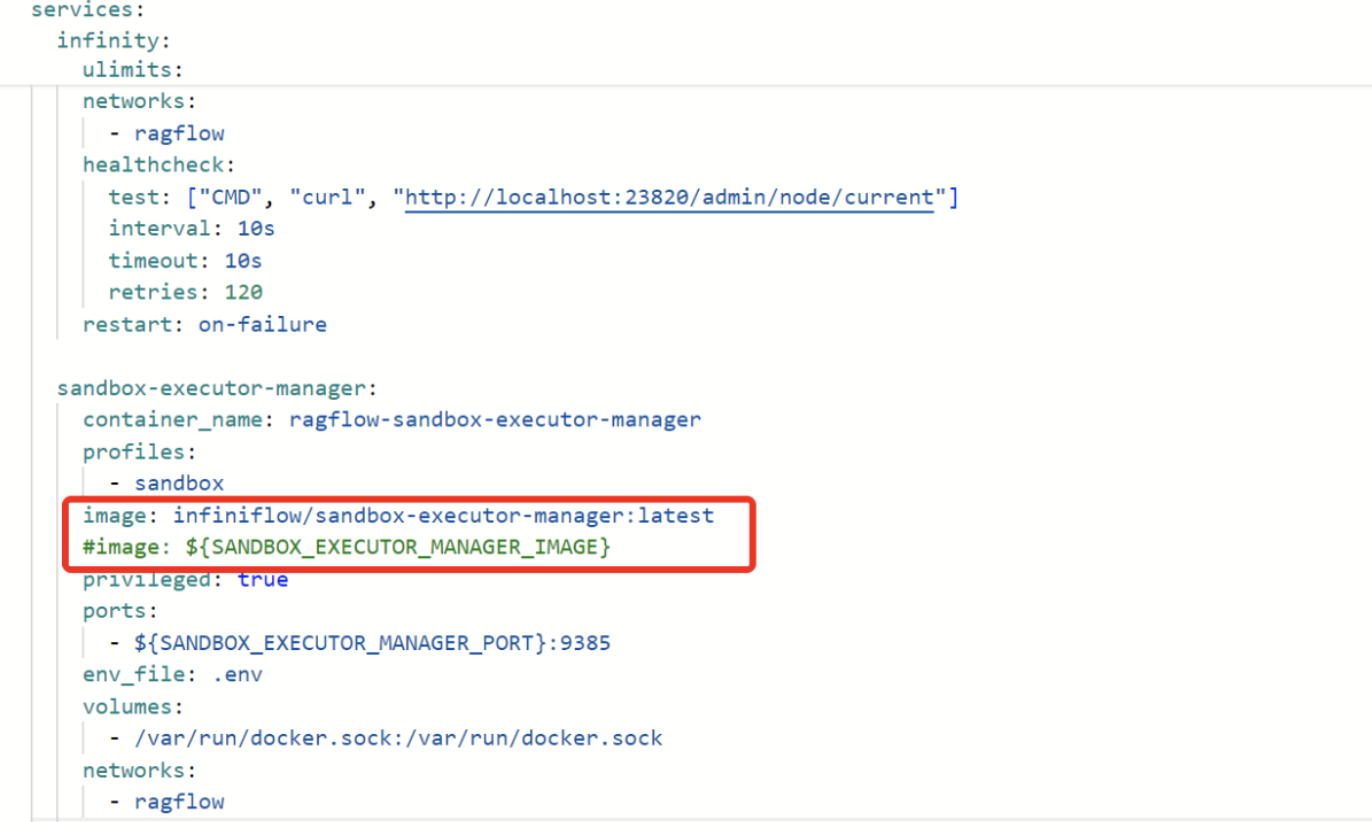 Ragflow-0.19 启动问题 完美解决 “sandbox-executor-manager“ has neither an image nor a build context ...