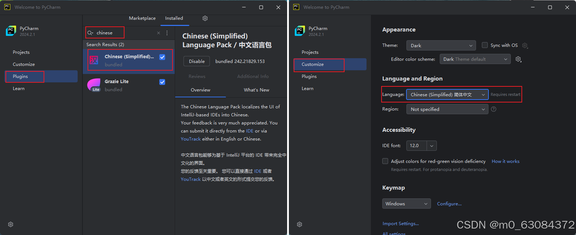 PyCharm 2024版显示中文界面_pycharm2024中文插件-CSDN博客