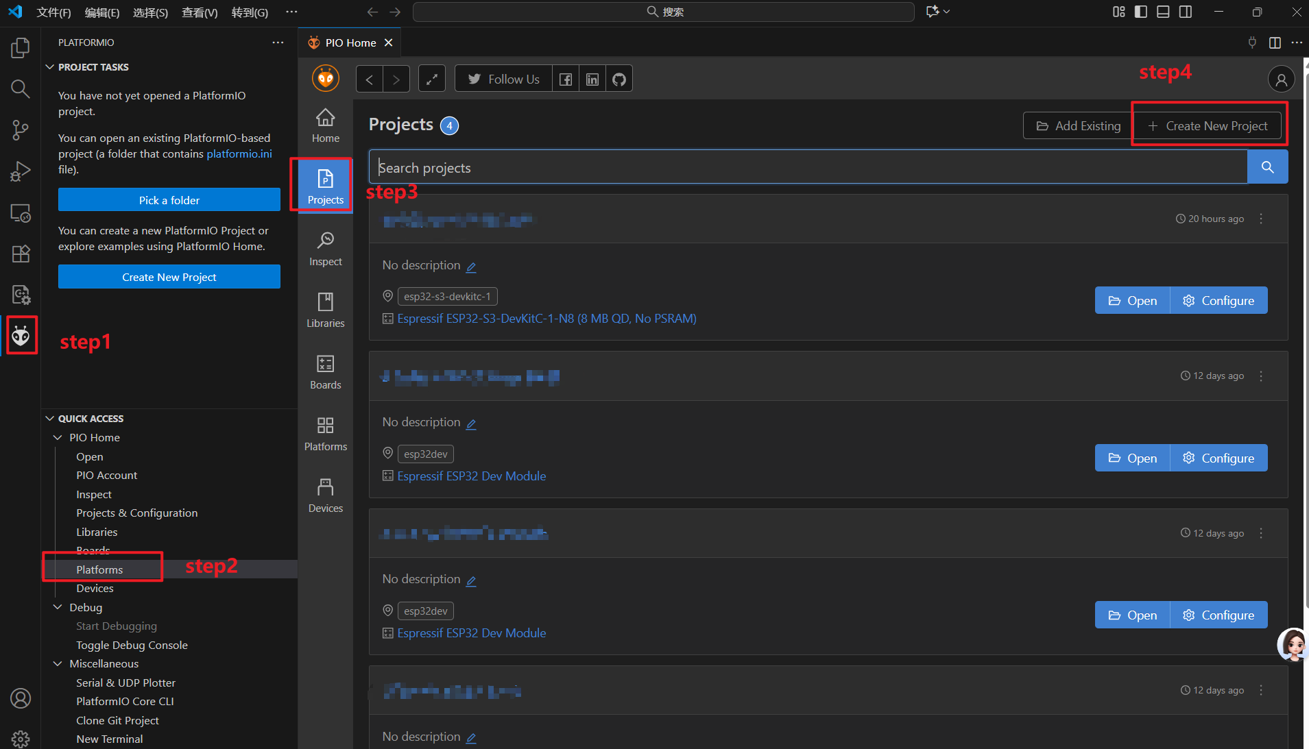ESP32-S3学习（1）：esp32+Arduino+vscode+platformIO环境搭建&新建工程_esp32 vscode arduino-CSDN博客