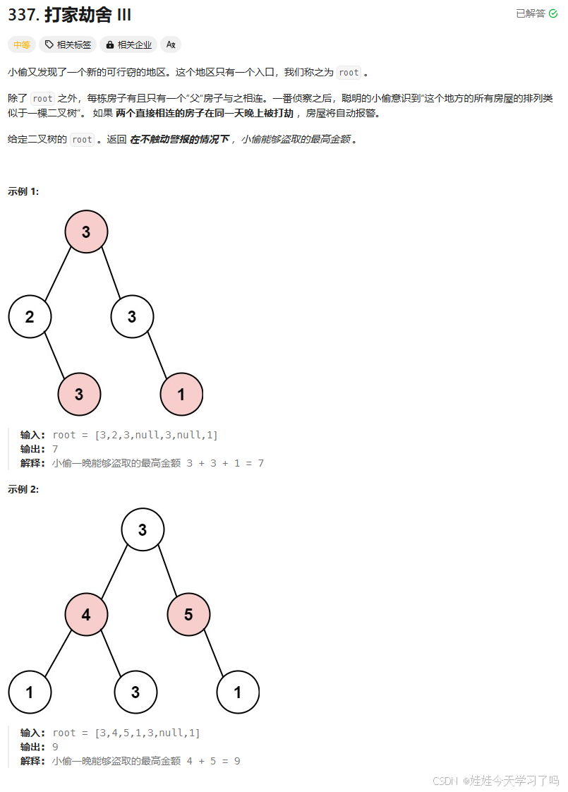 Leetcode 做题记录 337打家劫舍leecode337 Csdn博客