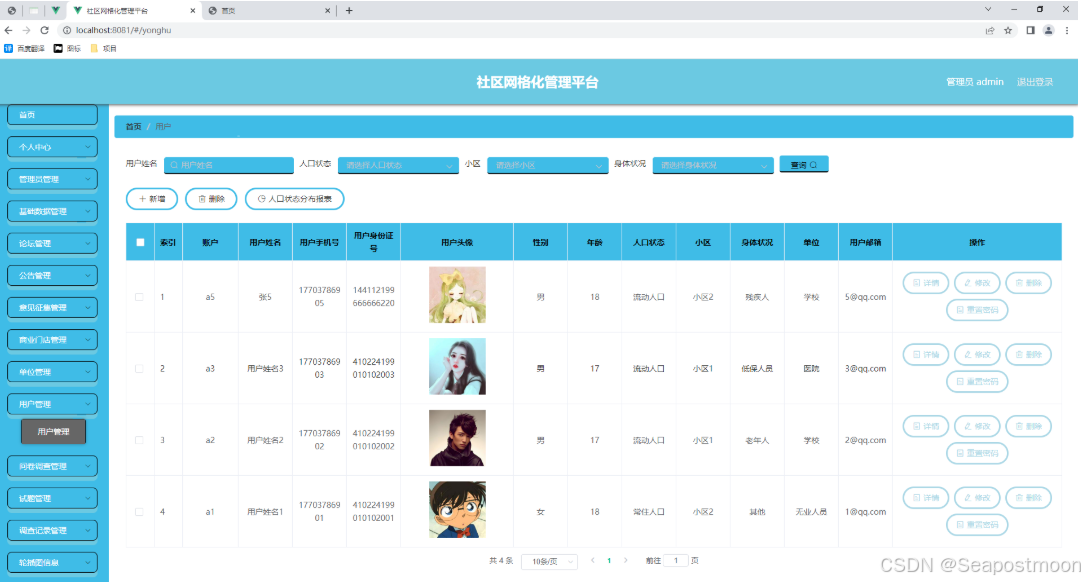 Java毕设项目案例实战ii基于javaspring Bootmysql的社区网格化管理平台设计与实现（开发文档数据库源码）网格应用