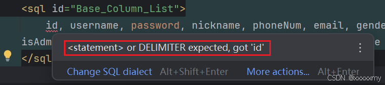 ＜statement＞ or DELIMITER expected,got ‘id‘_ or delimiter expected, got 'id-CSDN博客