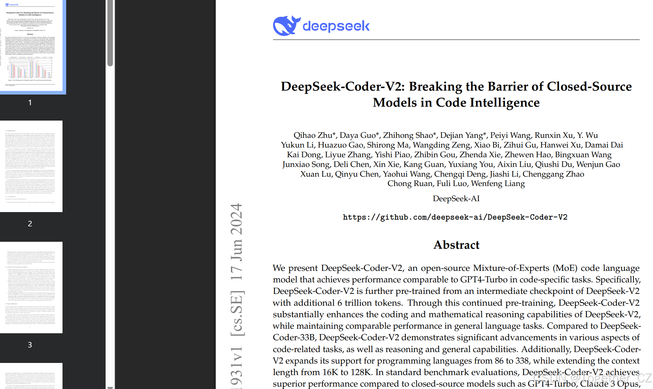 DeepSeek-Coder-V2: Breaking the Barrier of Closed-Source Models in Code Intelligence打破闭源模型在代码智能 ...