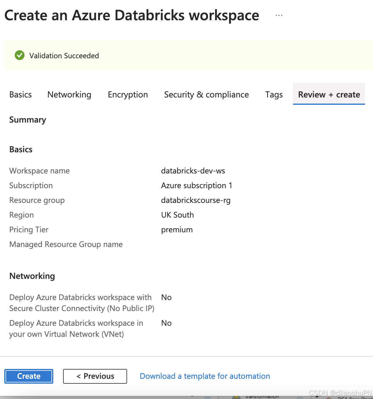创建Azure Databricks workspace_azure databricks制作-CSDN博客
