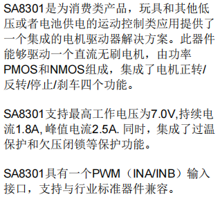 矽塔 SA8301 单通道H桥直流电机驱动芯片技术解析-CSDN博客