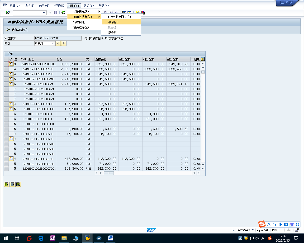 SAP PS模块WBS已分配预算明细分析_sap中怎们看研发项目预算具体分配-CSDN博客