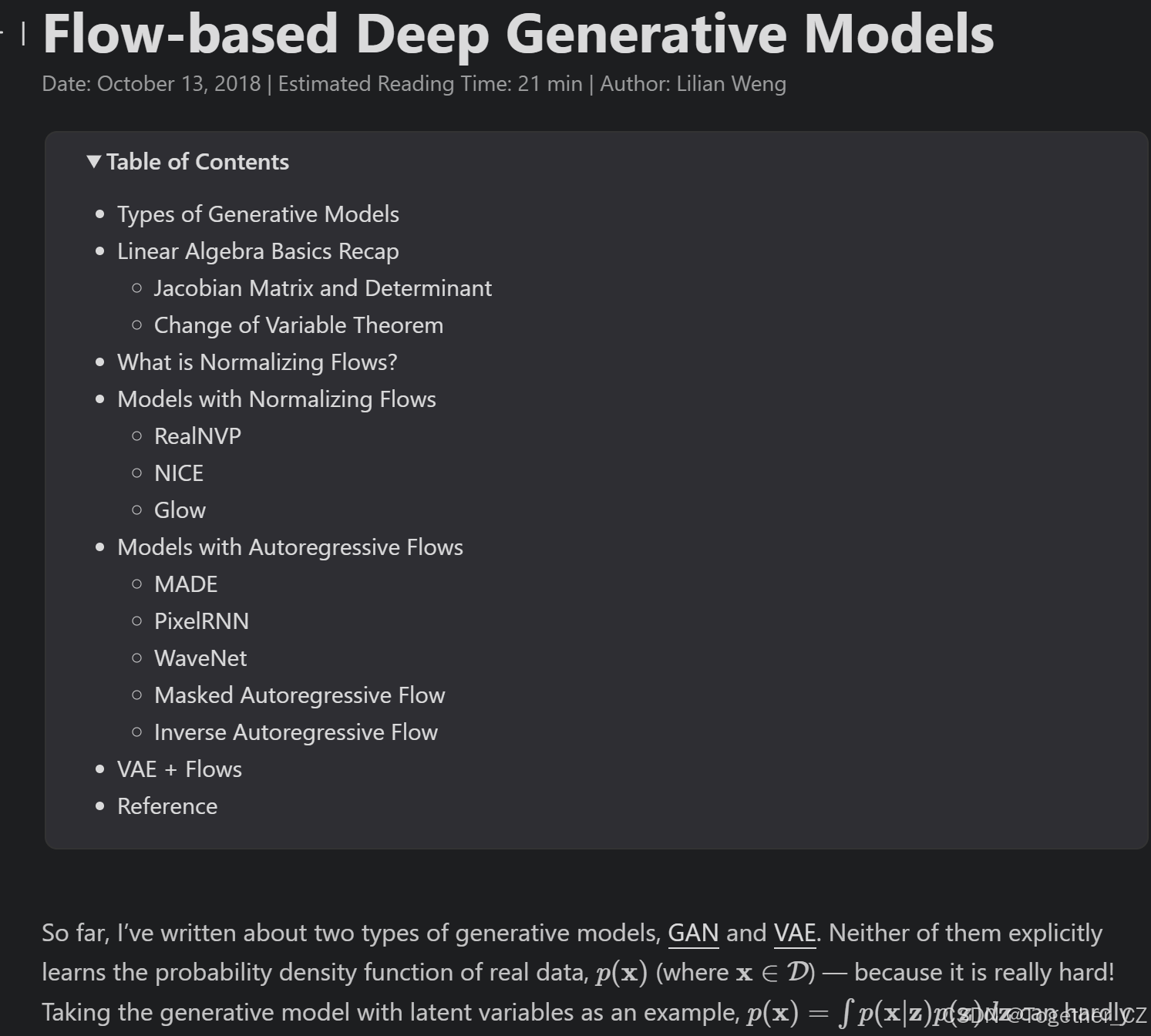 Flow-based Deep Generative Models——基于流的深度生成模型_基于流的生成模型-CSDN博客
