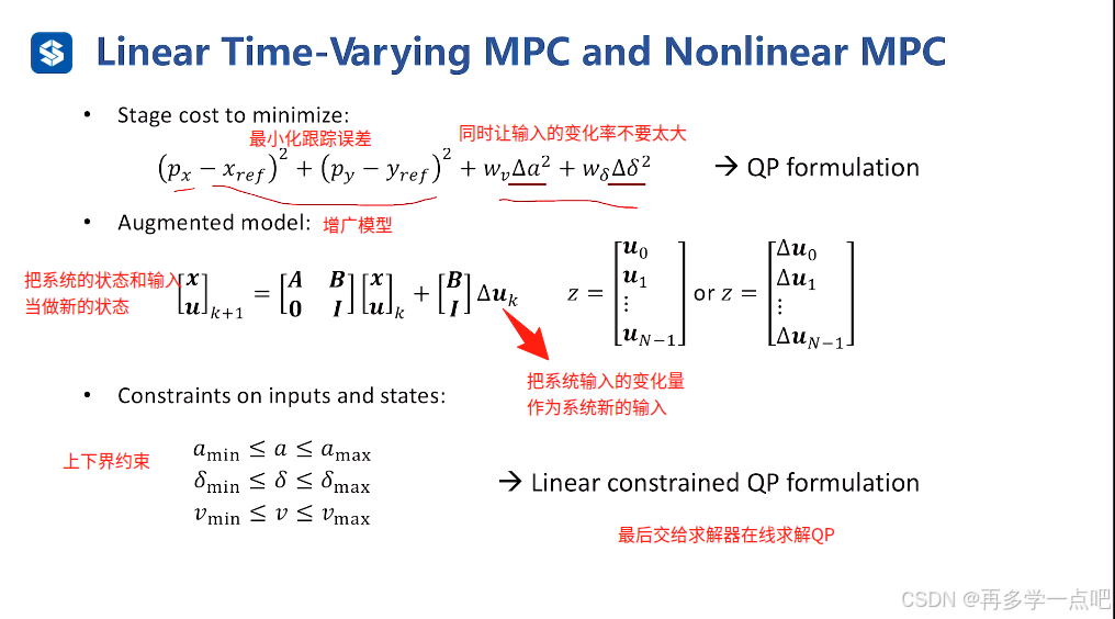 深蓝motion planning，L6MPC学习记录（4线性时变MPC、非线性MPC、Tube MPC、Hybrid MPC、MPCC）-CSDN博客
