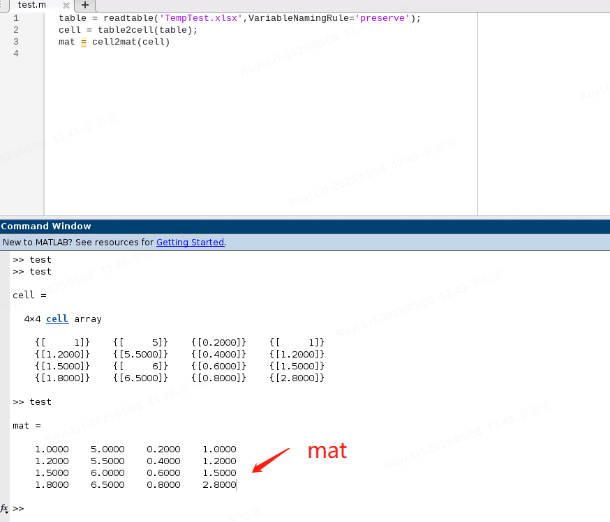 随手记-matlab中table2cell()函数、cell2mat()函数的使用方法_matlab mat2cell-CSDN博客